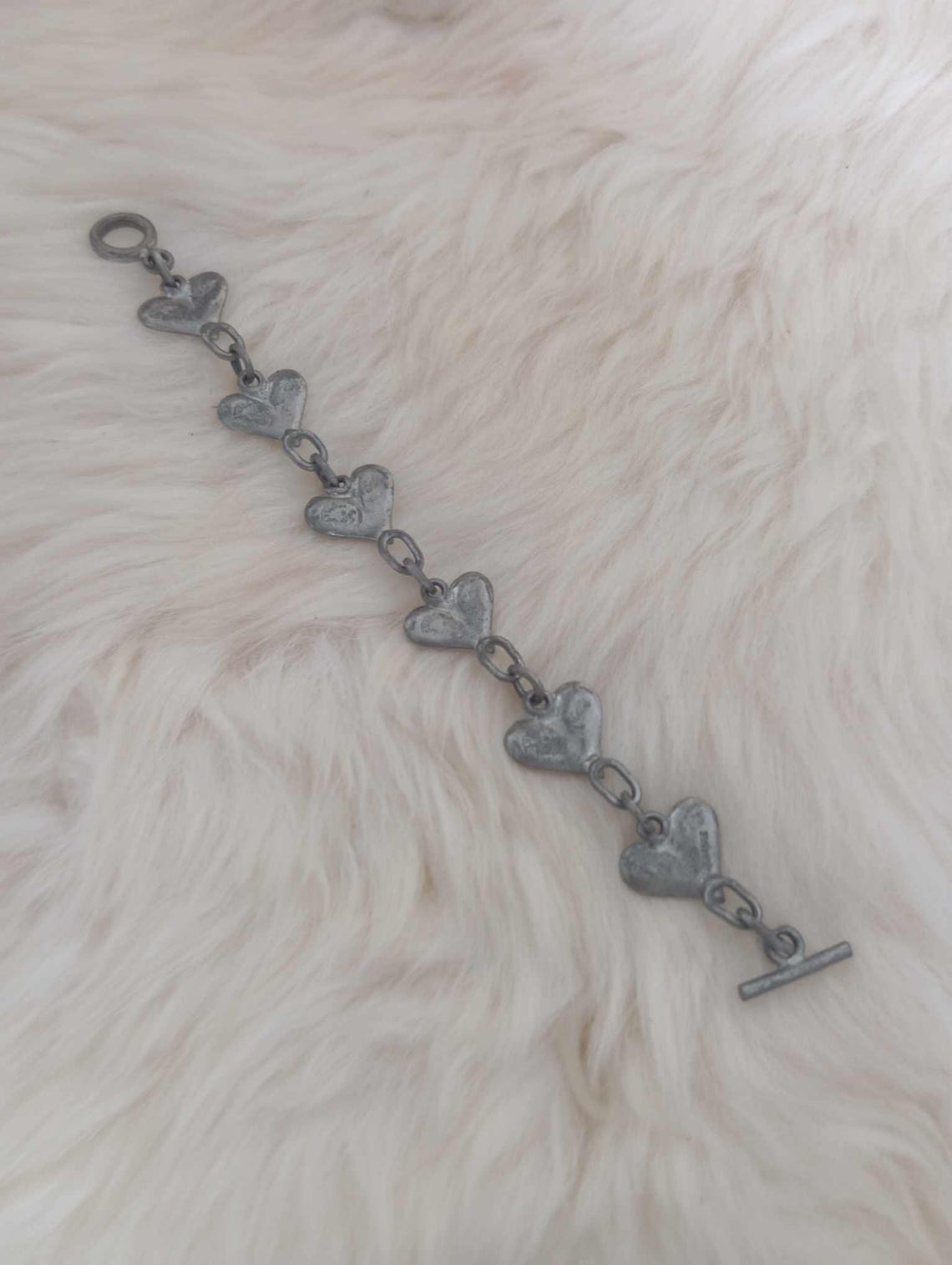 Danish Lysgaard Design Pewter Heart Toggle Tin Bracelet - Etsy