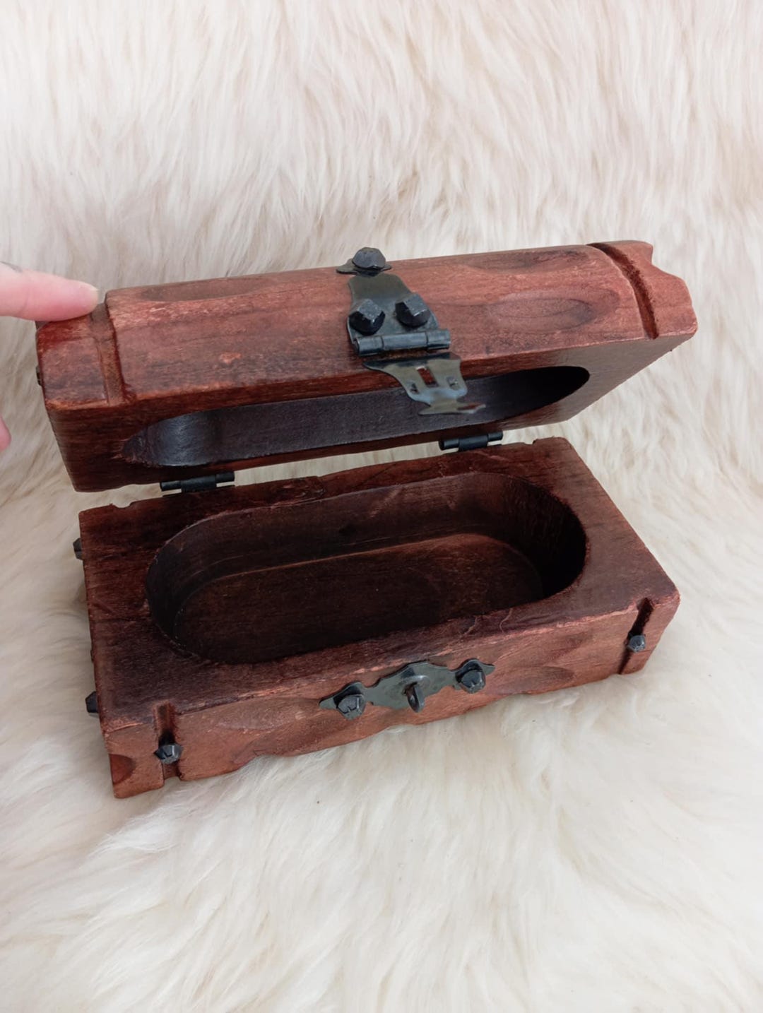 Vintage Hand-made Wood Crafting Pirate Treasure Chest With Cast Iron ...