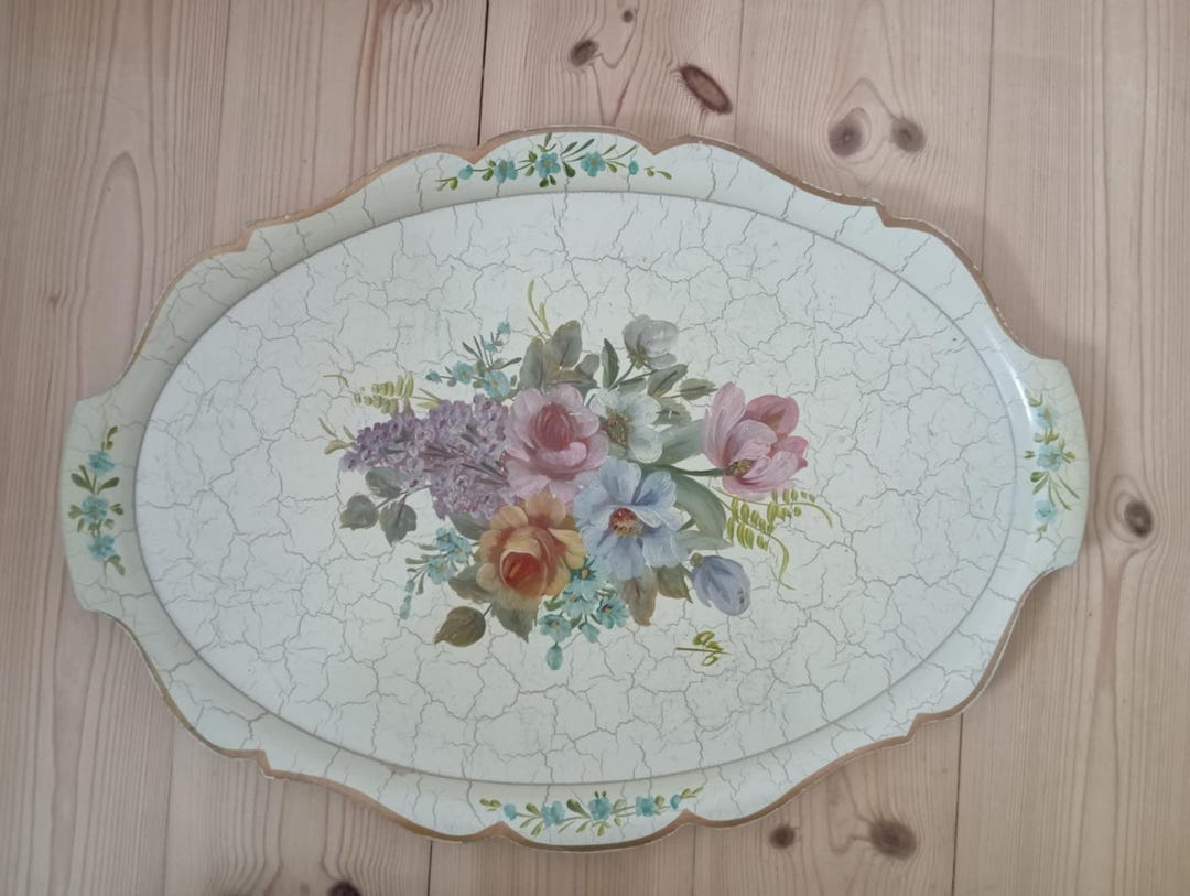 Vintage Wiggers Toleware Platter, Wiggers Denmark Hand Painted Folk Art ...