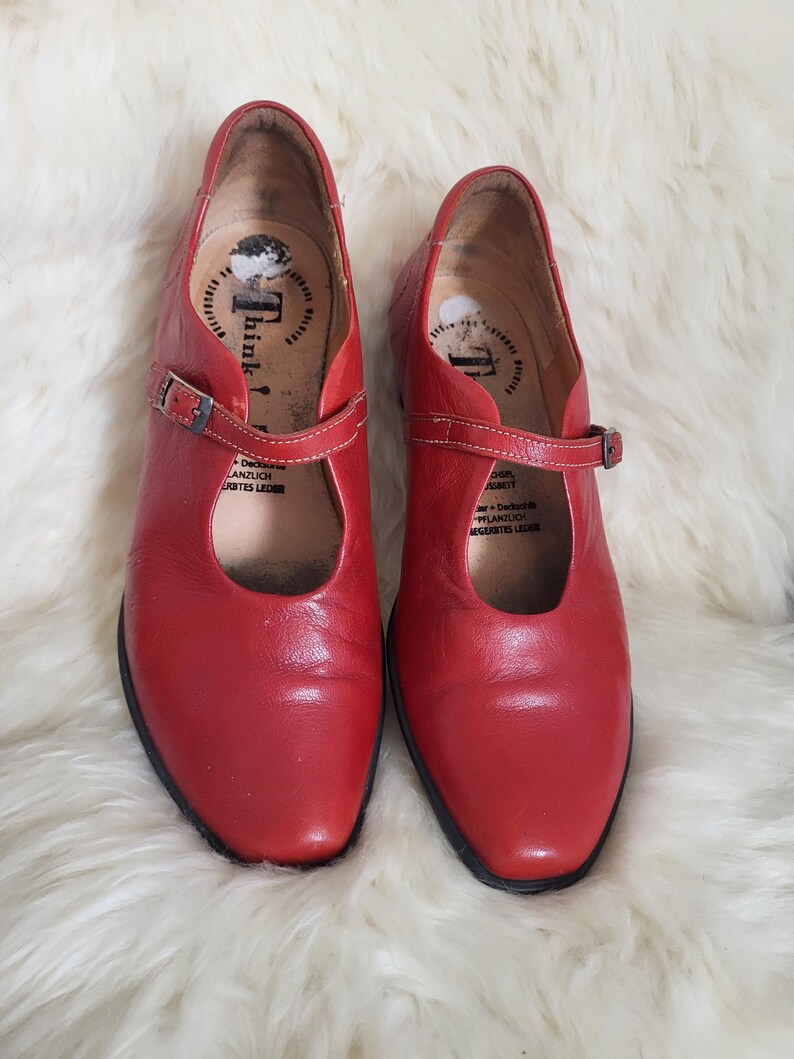 Vintage Red Leather think Shoes EU Size 35 1/2 - Etsy