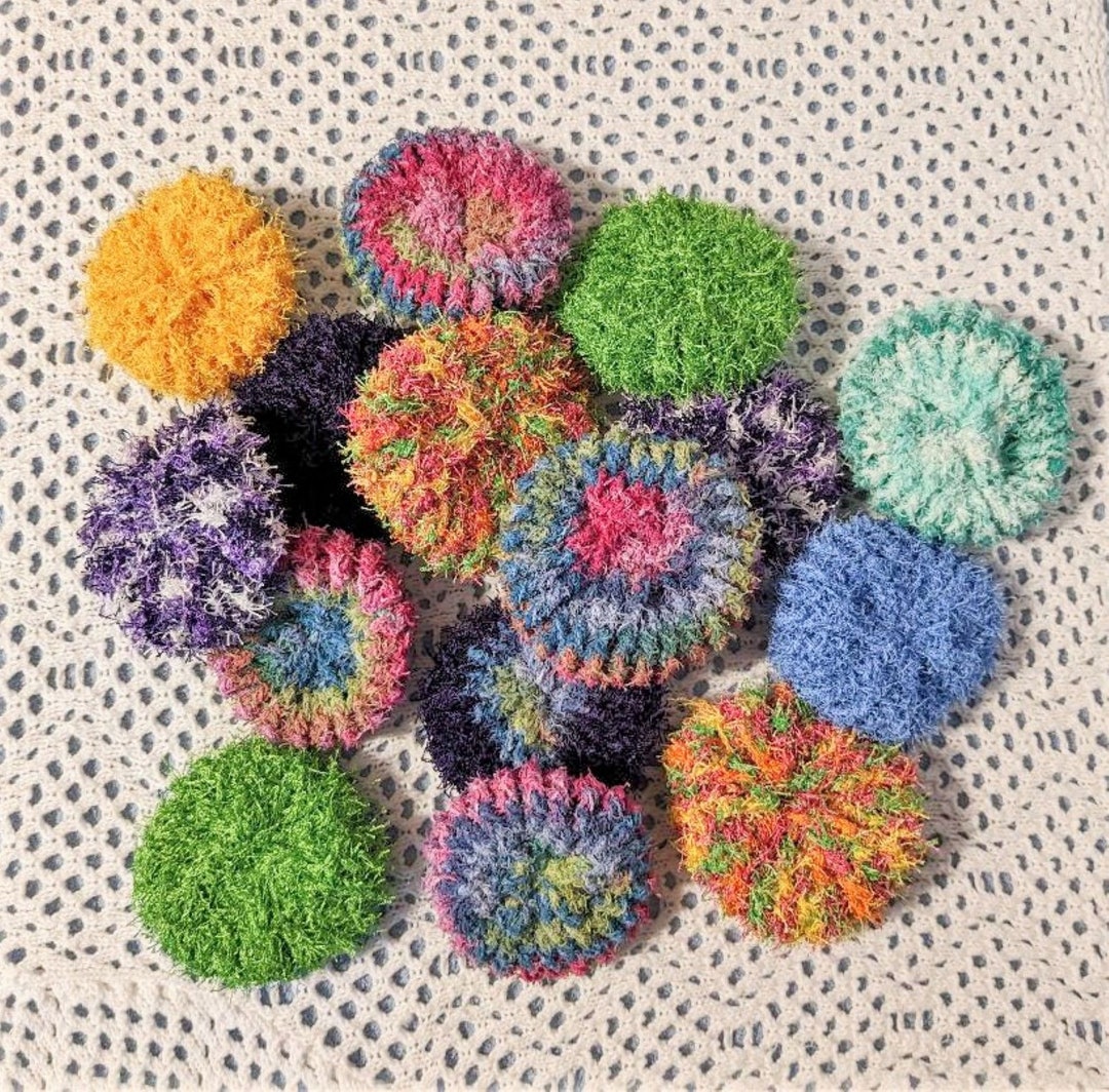 Set of Three Assorted Crochet Kitchen Scrub Pads Scrubbies Cleaning ...