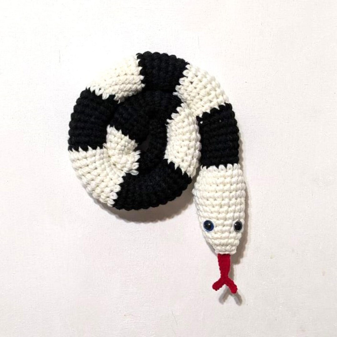 Crocheted Door Draft Stopper Snake: Black and White Stripes, 40 Inches ...