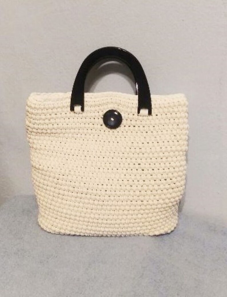 Heavy Duty Bag With Handles Button Closure Cotton Yarn and - Etsy