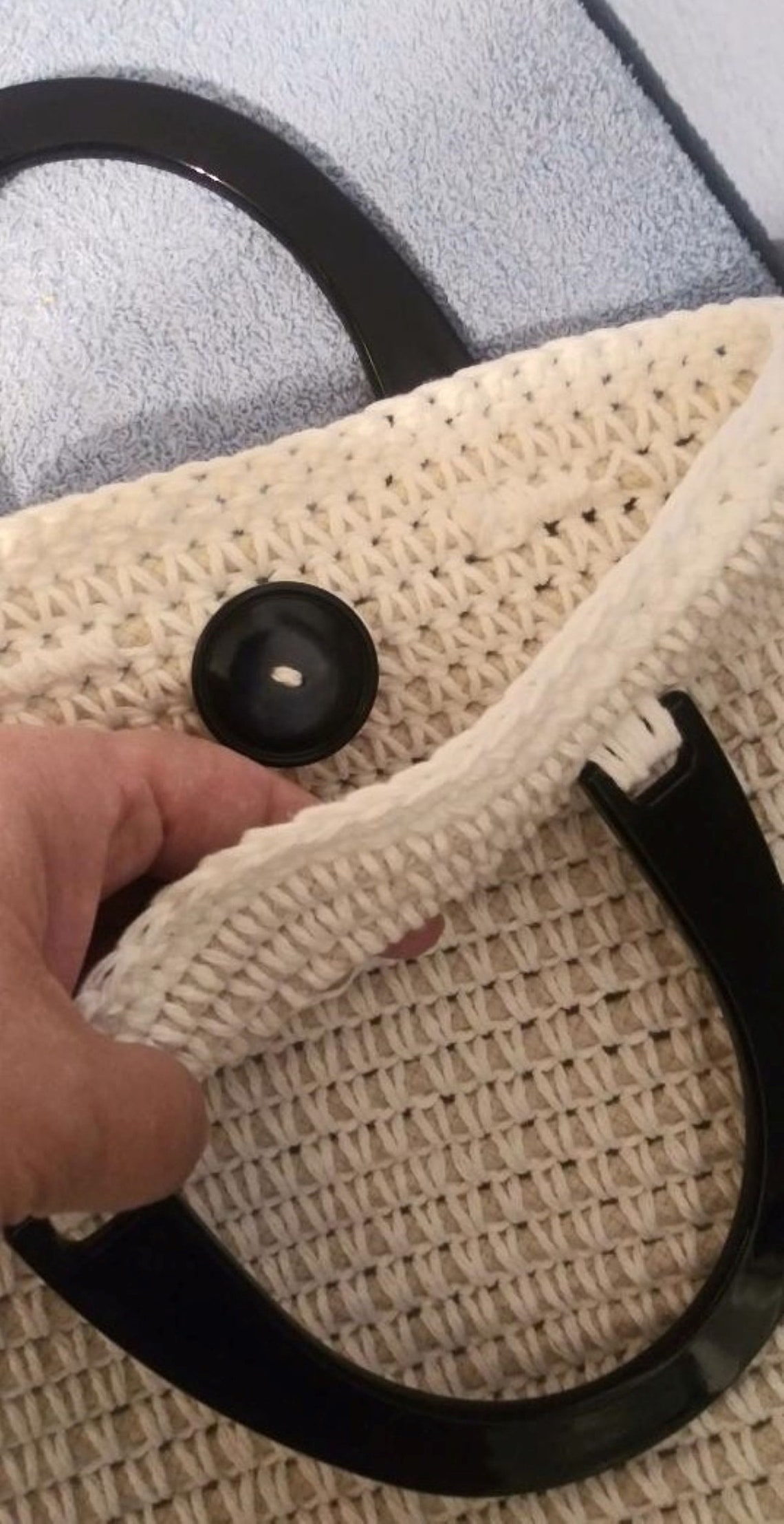 Heavy Duty Bag With Handles Button Closure Cotton Yarn and - Etsy