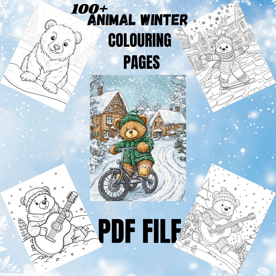 100 Winter Bear Coloring Pages for Kids Boys and Girls Cute 100 Winter ...