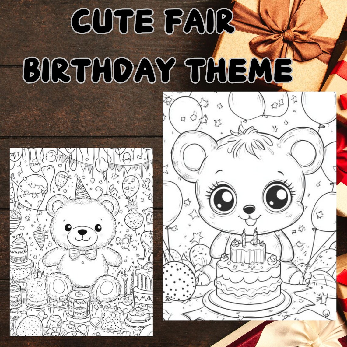 25+ Birthday Theme Coloring Page, Birthday Party Placemat, Printable ...