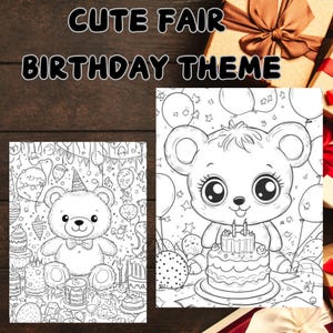 25+ Birthday Theme Coloring Page, Birthday Party Placemat, Printable ...