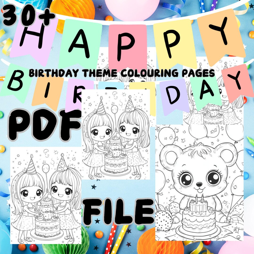 Birthday Coloring Pdf Printable Personalized COLOURING Pagese Themed ...