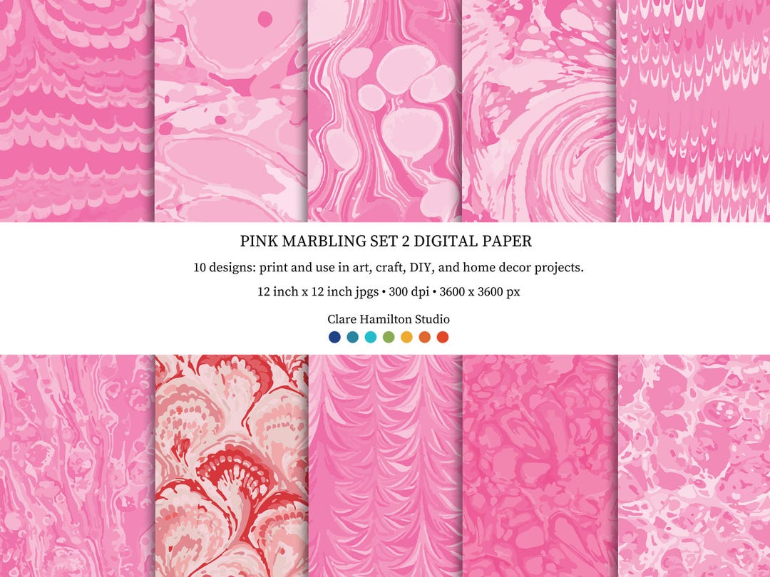 Pink Modern Marbling Paper Set 3 Art and Craft Projects Decorative ...