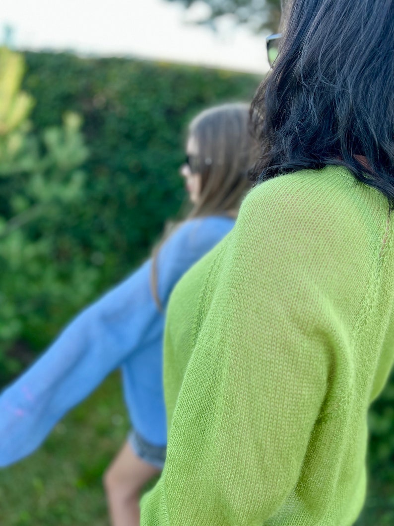 Women Mohair Sweater Lime Green - Etsy
