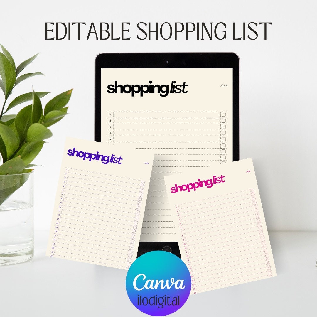 Printable Shopping List Template, Editable Template, Shopping Plan, A4 ...