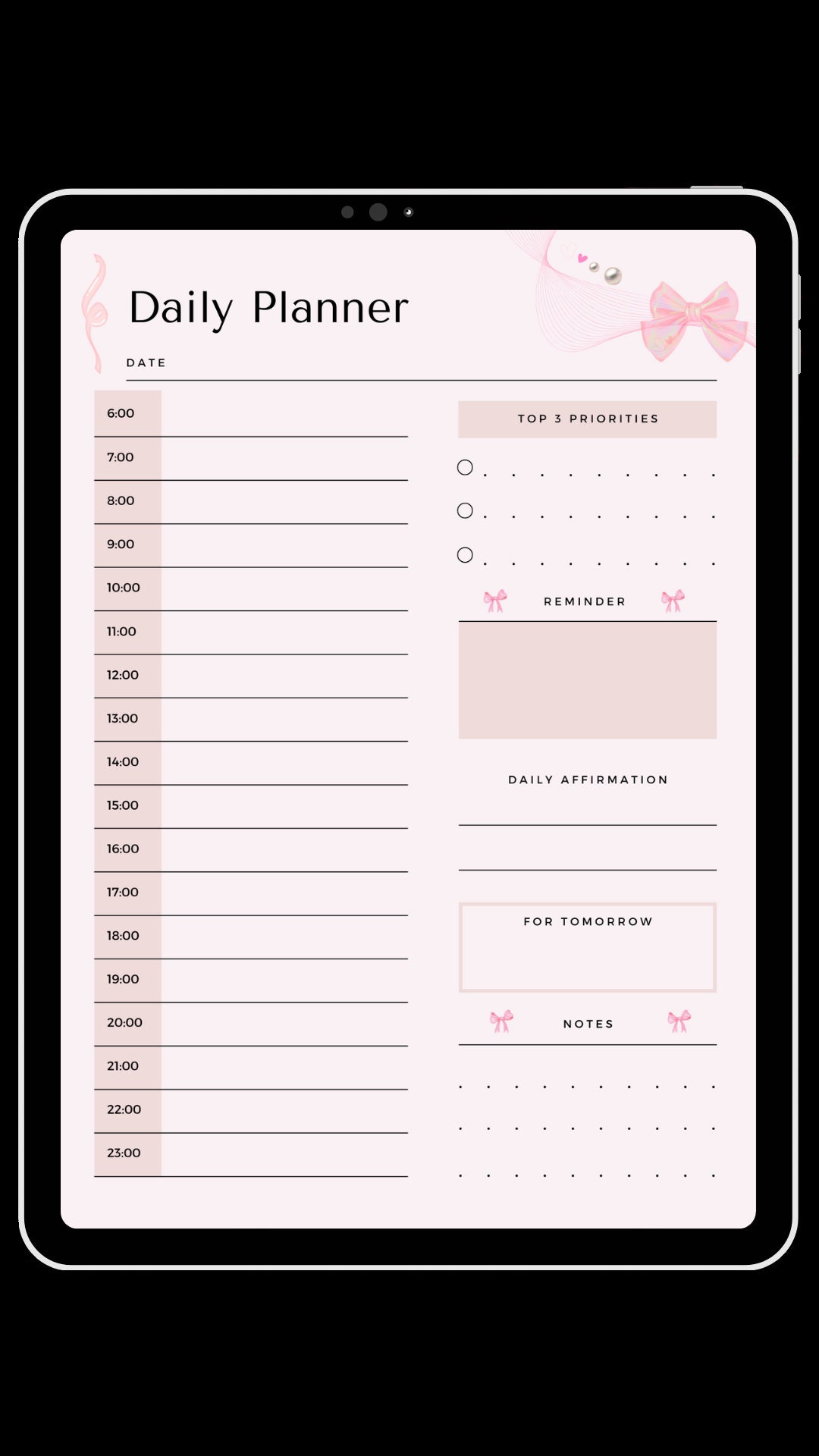 Coquette Girly Pink Habit Building Digital Planner, Goodnotes, Ipad ...