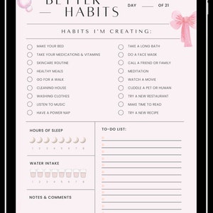Coquette Girly Pink Habit Building Digital Planner, Goodnotes, Ipad ...