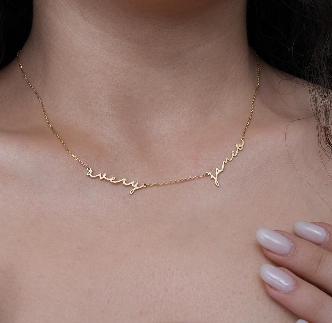 Two Name Handwriting Necklace, Signature Script Necklace, Double Name ...