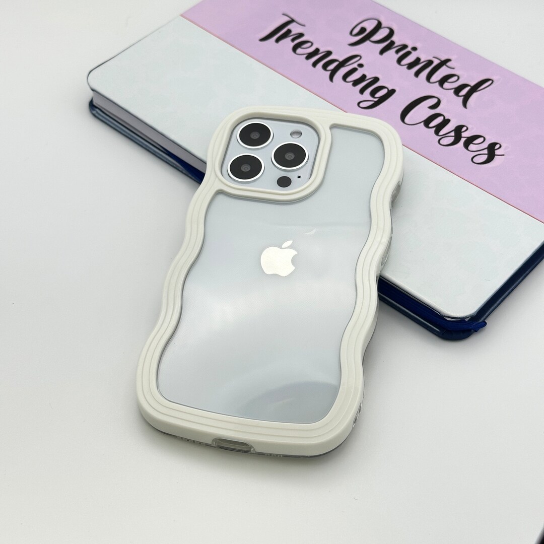 Wavy Beige Clear Phone Case for iPhone 16 15 14 13 12 11 Pro Max Plus 7 ...