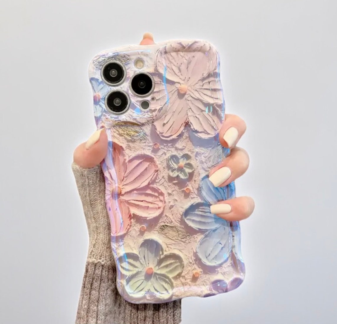 Holographic Blue Light Flower Phone Case for Iphone, Perfect Fit for ...