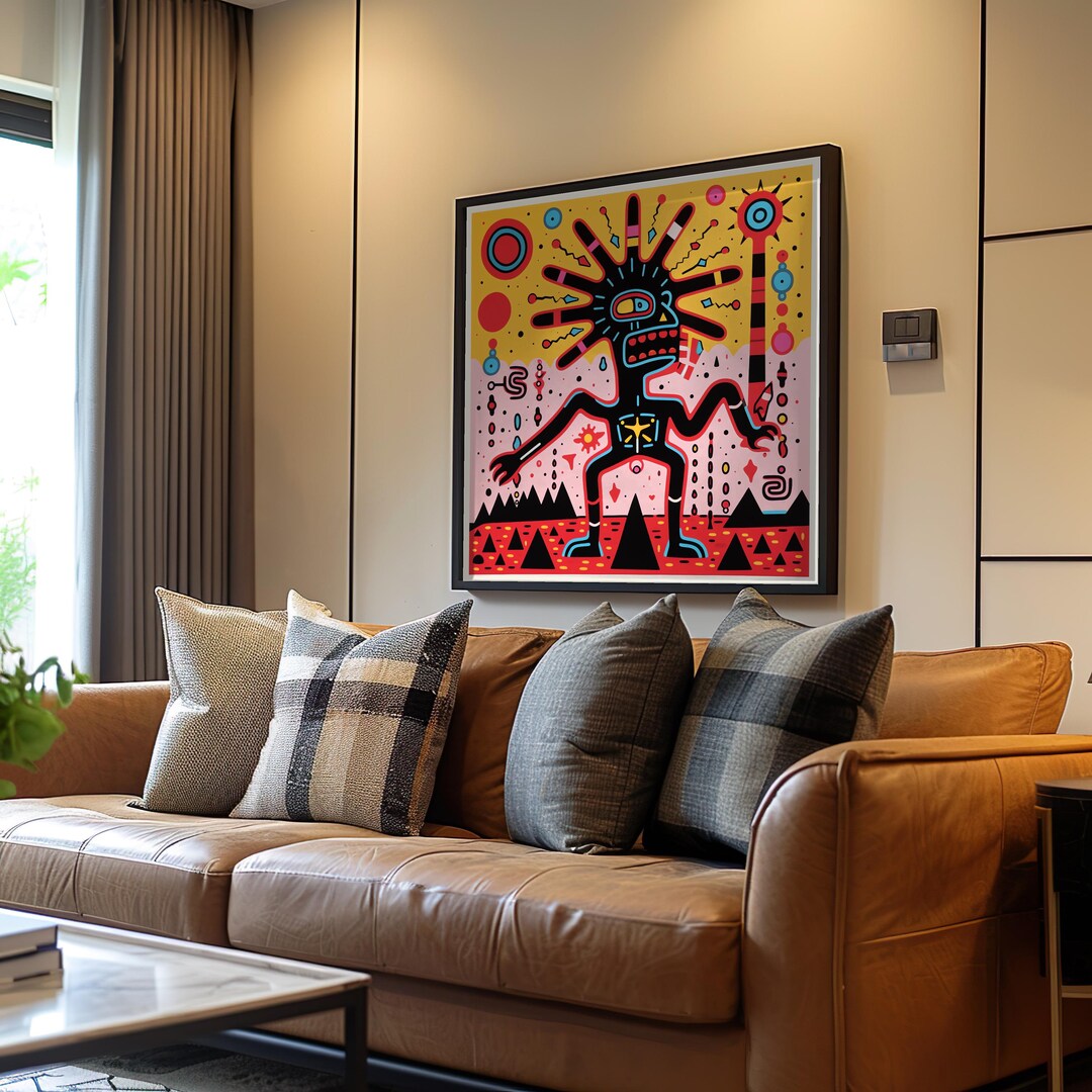 Psychedelic Maximalist Man Face Poster | Neon Palette | Vibrant Colors ...