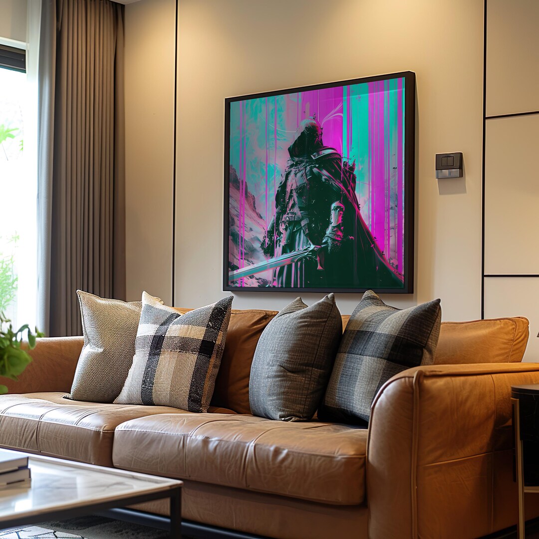 Armor Sword Synthwave | Vaporwave Poster | Neon Cool Tones | Digital ...