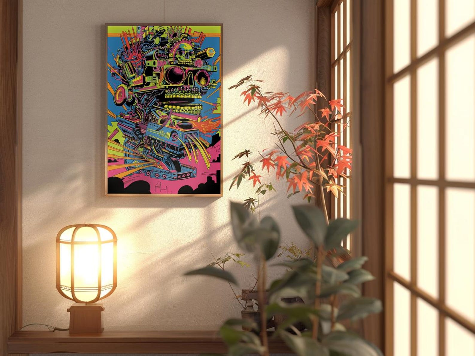 Edgy 80s Punk Hype Poster | Retro Art Print | Unique Wall Decor | Neon ...