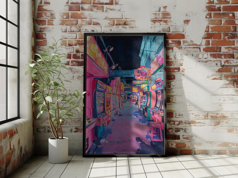 Vaporwave Neon Sign Art Print | Pastel Arcade Glitch | Nostalgic ...
