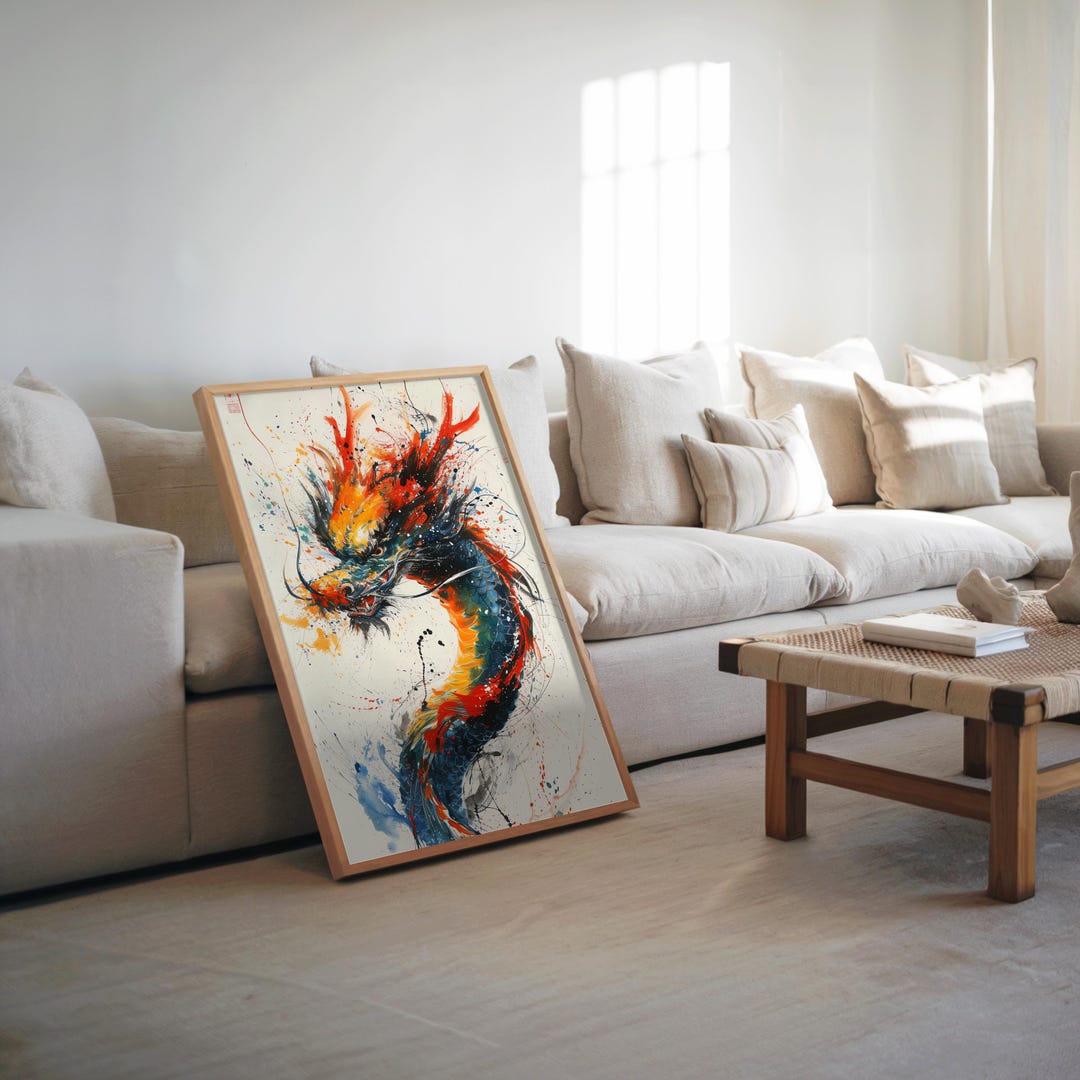 Colorful Dragon Poster | Splatter Paint Art | Maximalist Photorealism ...