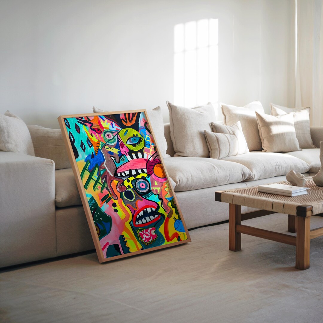 Abstract Face Expressionism | Maximalist Poster | Acrylic Gouache Art ...