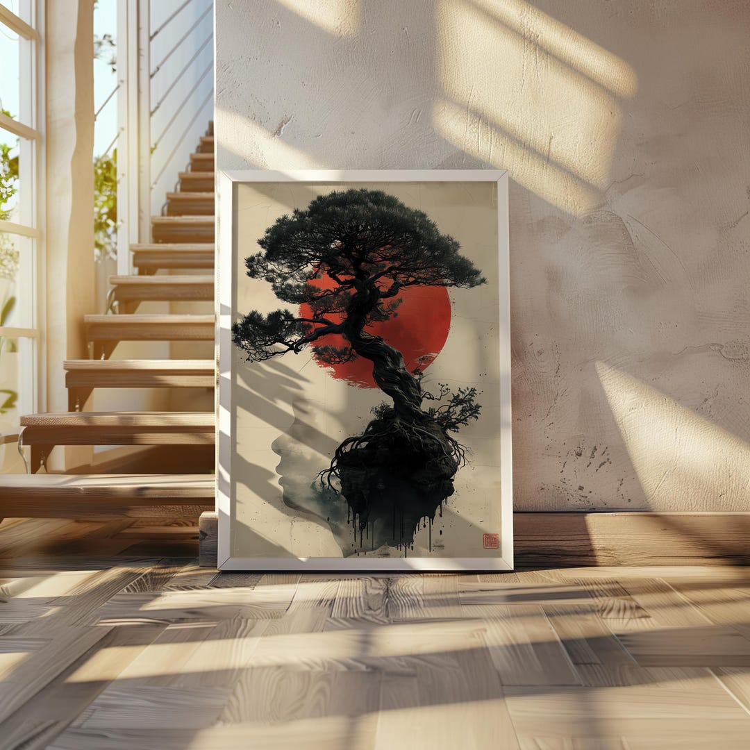 Surrealistic Tree on Rock | Sunlit Scenery | Photorealistic Photo ...