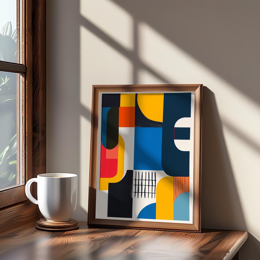 Mid-century Modern Memphis Poster | Abstract Vibrant Colors | Screen ...