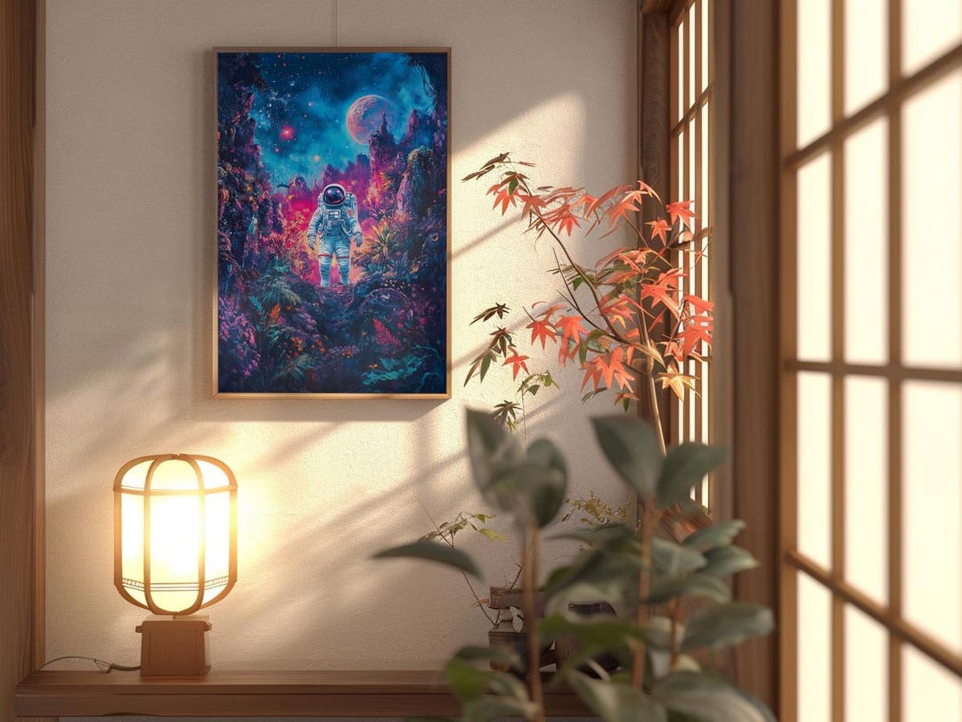 Vintage 80s Sci-fi Oil Painting Poster | Astronaut Adventure | Alien ...