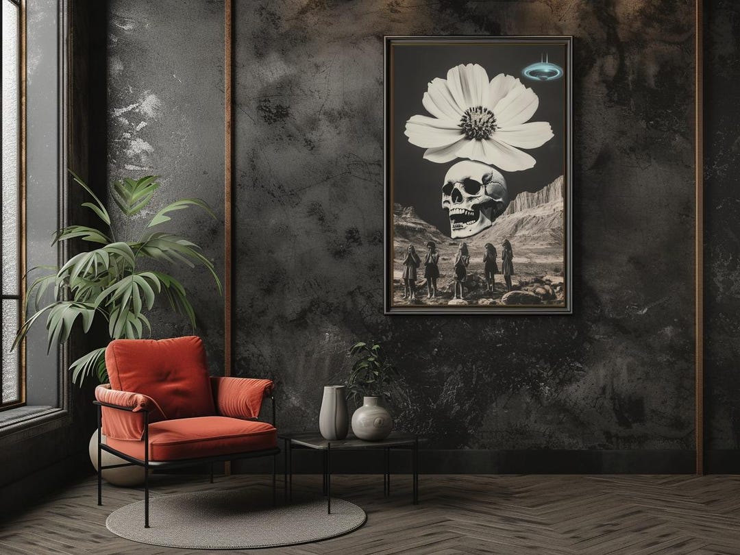 Surreal Skull Flower Collage | Blacklight Poster | Kids UFO Encounter ...