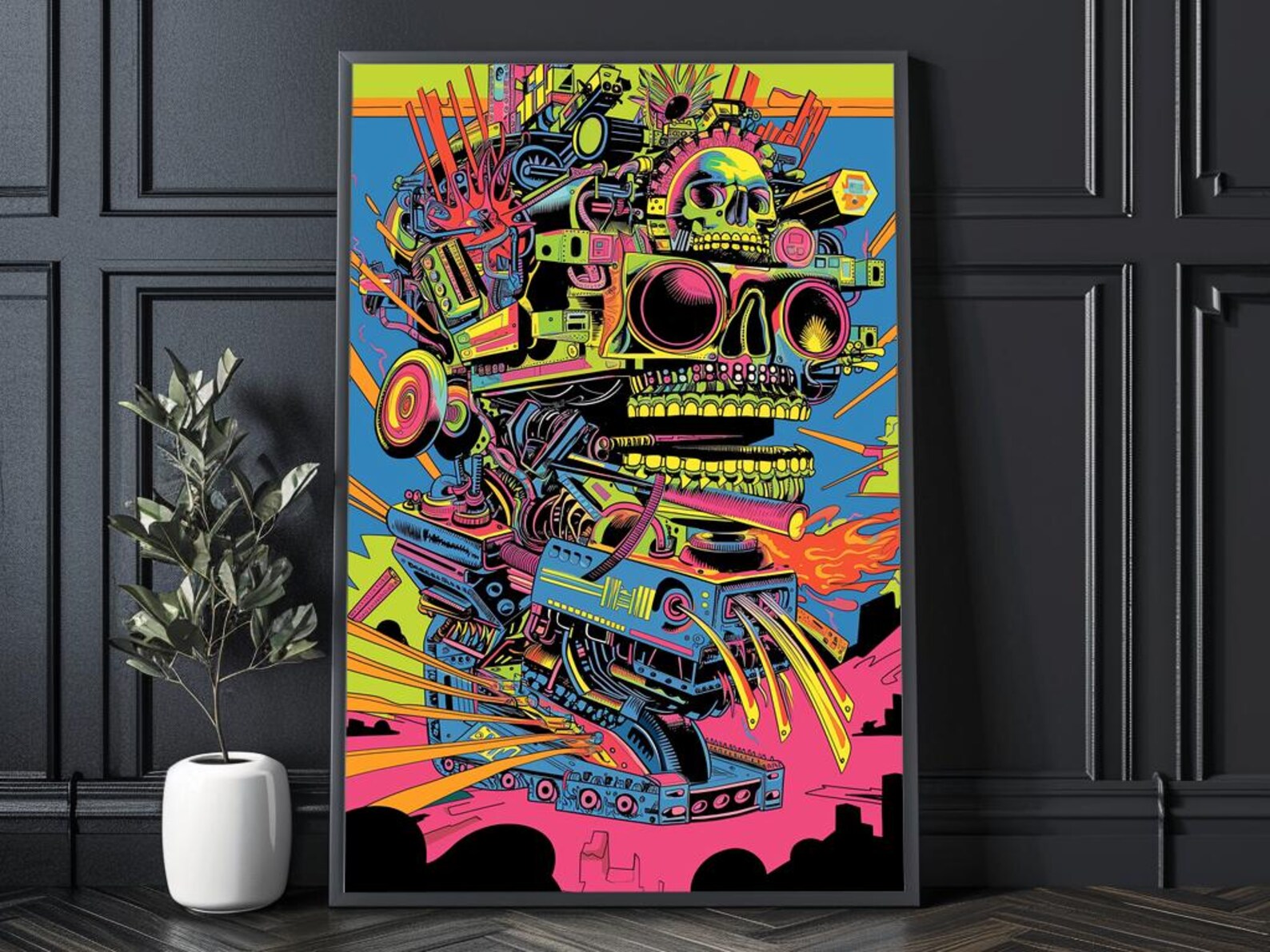 Edgy 80s Punk Hype Poster | Retro Art Print | Unique Wall Decor | Neon ...