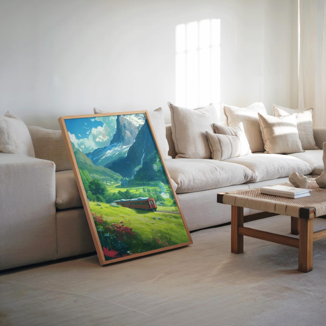 Impressionism Anime Poster | Vibrant Train Tracks Art | Warm Tones ...