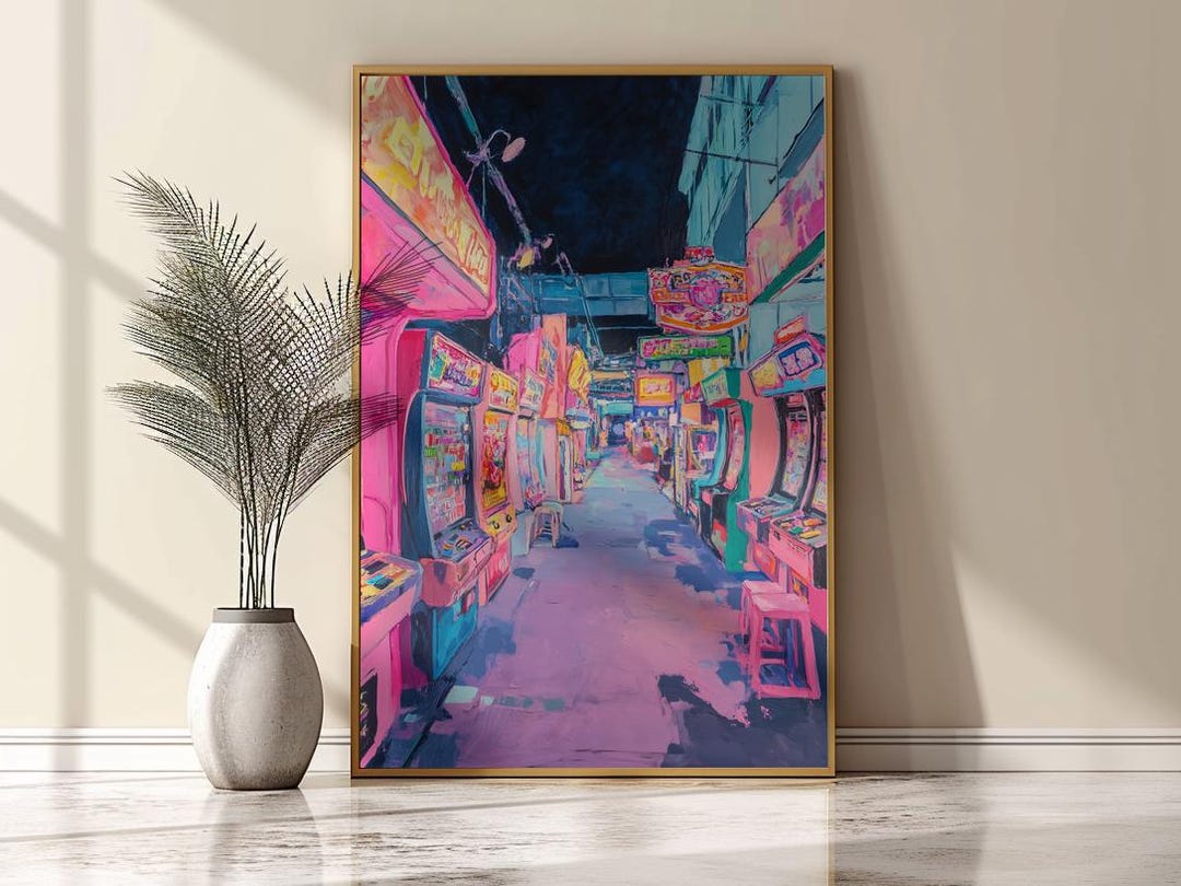 Vaporwave Neon Sign Art Print | Pastel Arcade Glitch | Nostalgic ...
