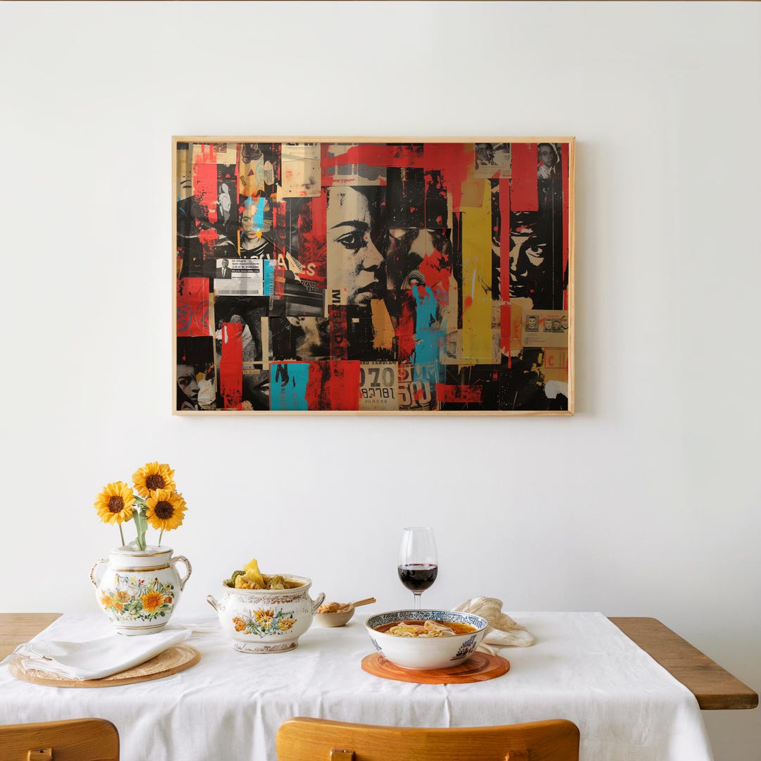 Memphis Design | Maximalist Collage | Screen Print | Monochrome High ...