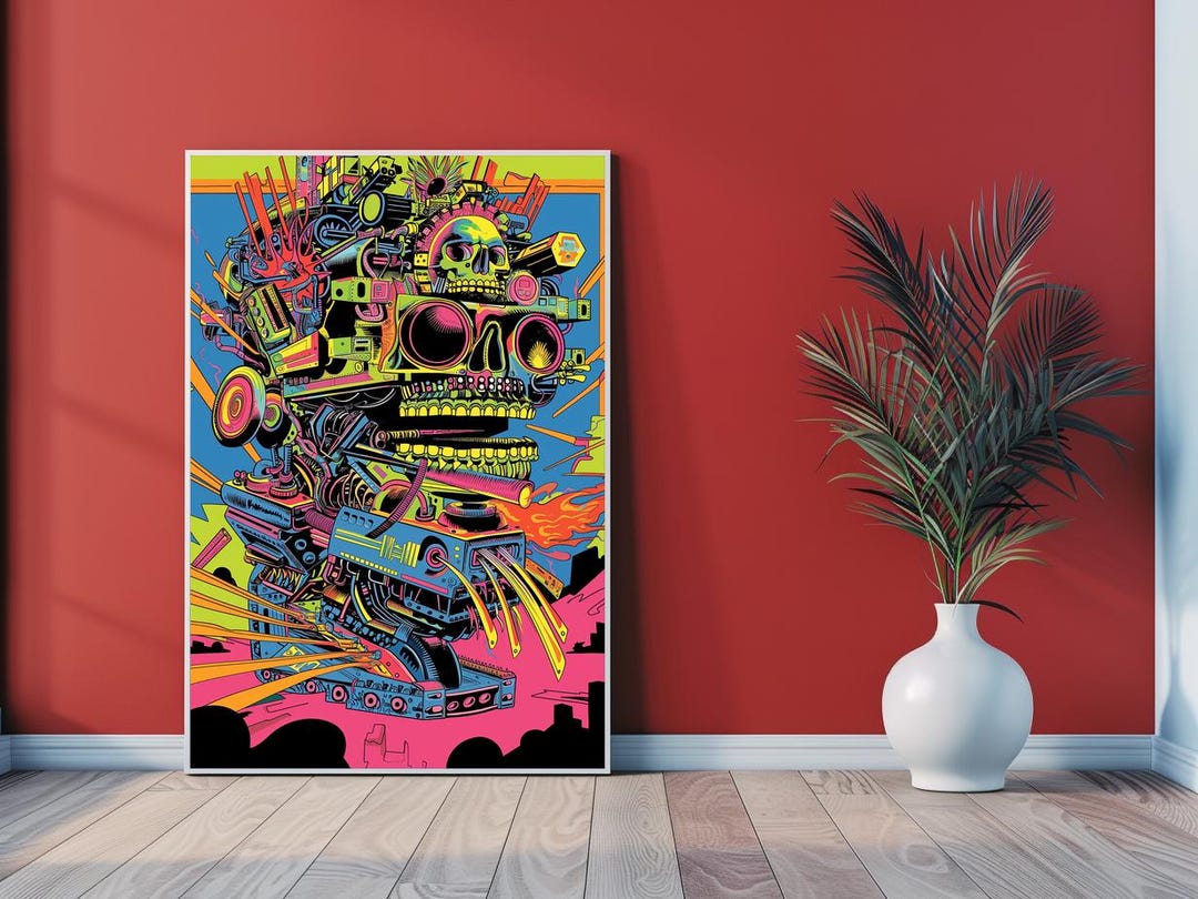 Edgy 80s Punk Hype Poster | Retro Art Print | Unique Wall Decor | Neon ...