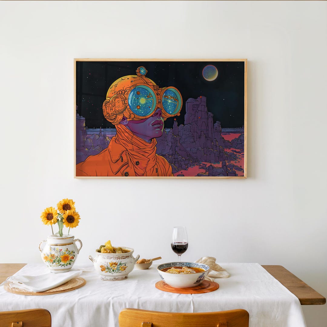 Retro-futurism Desert Poster | Psychedelic Pixel Art | Neon Cool Tones ...