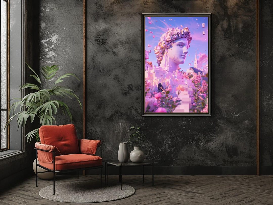 Glitched Statue Art | Pixelated Flowers | Geometric Shape Designs ...