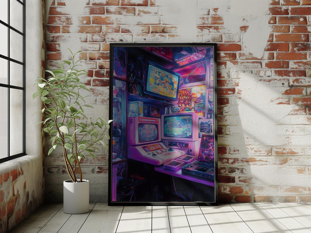 Vaporwave Game Cafe Poster | Pastel Consoles Art | Neon Controllers ...