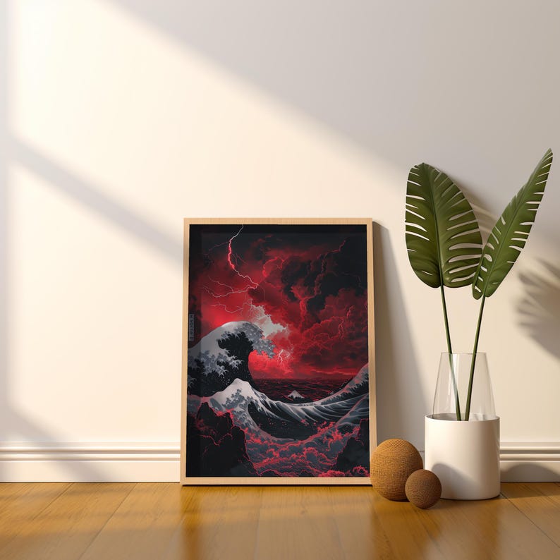 Ocean Wave Lightning | Synthwave Poster | Pixel Art Print | Cinematic ...