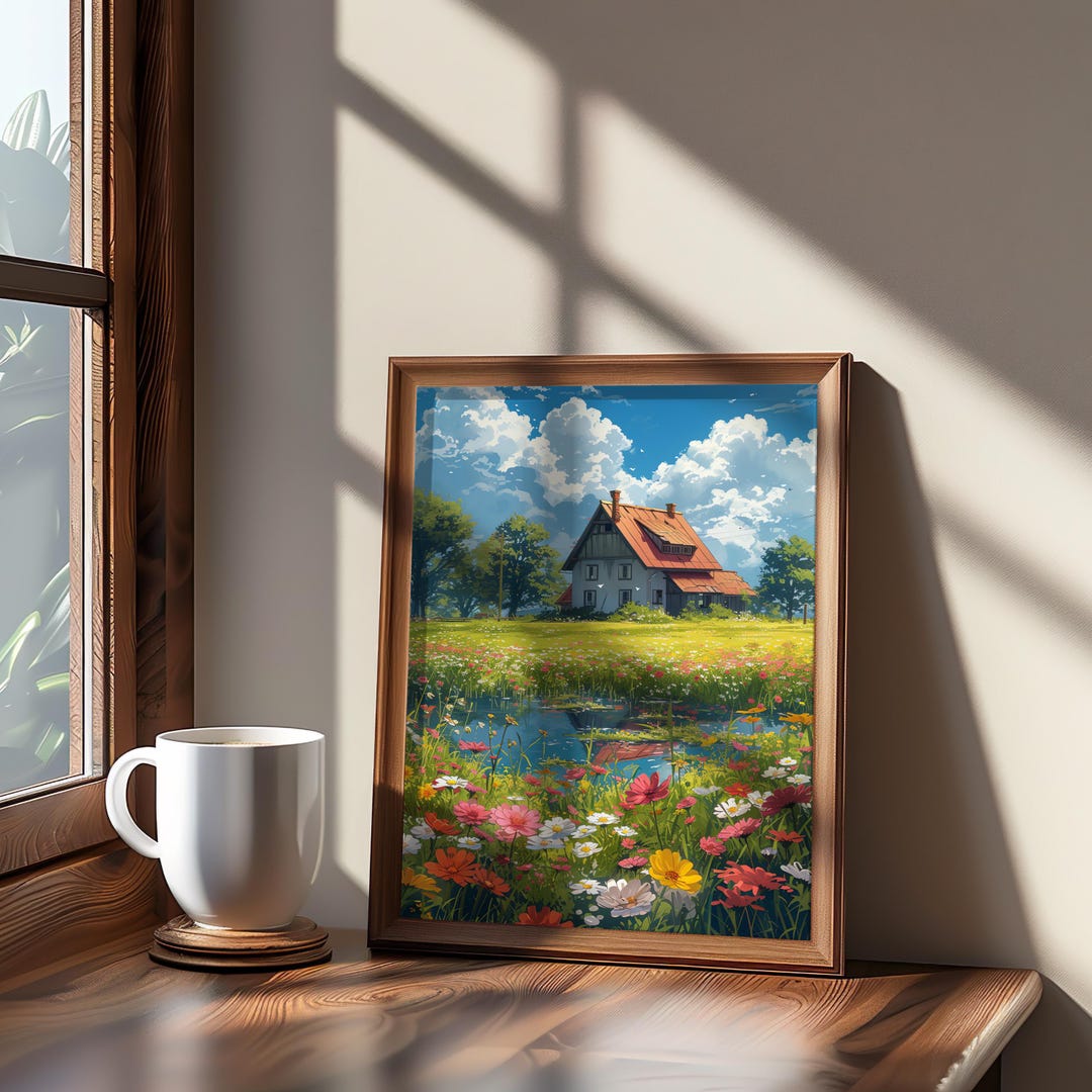 Impressionism Anime Art | Vibrant Colors Poster | Field Flowers ...