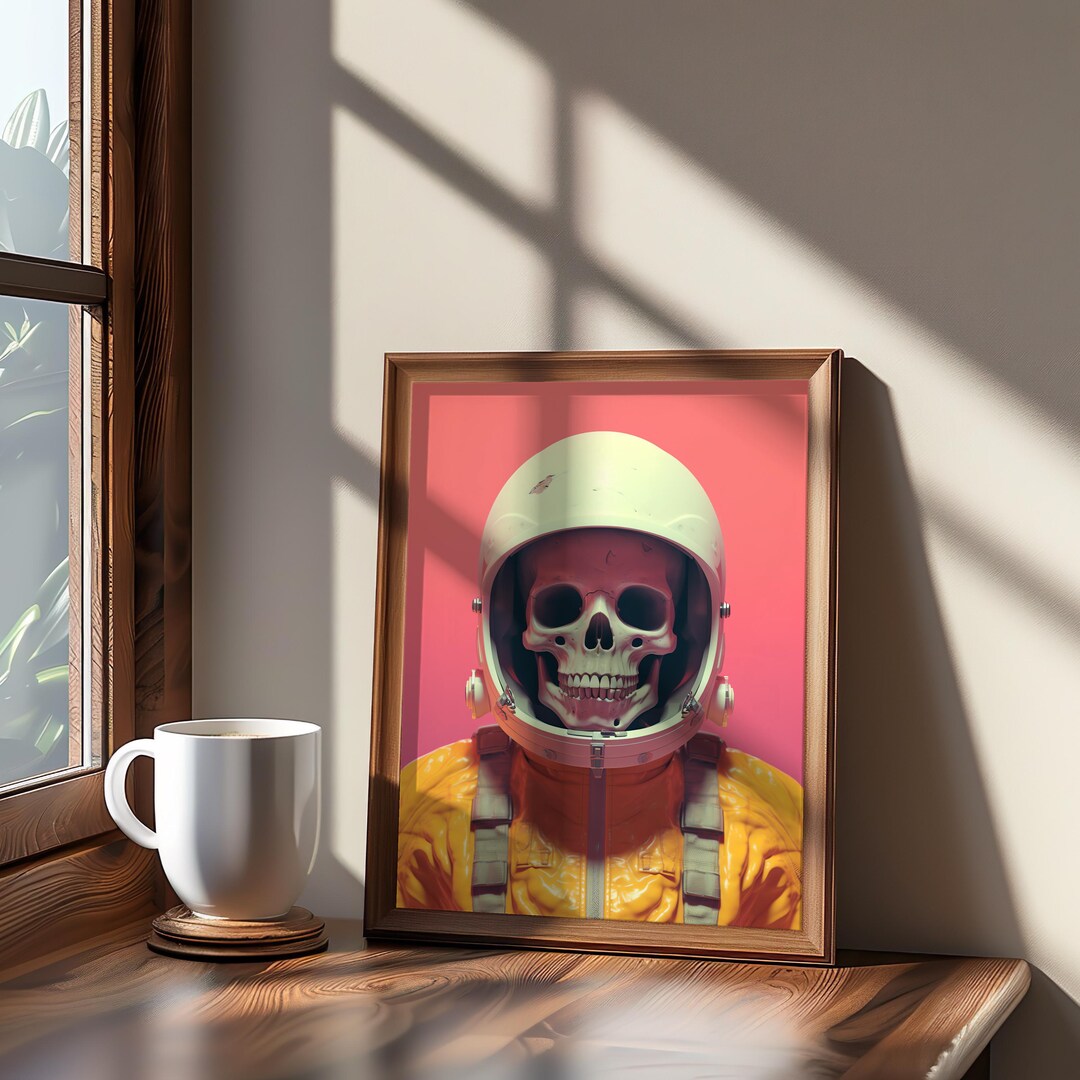 Retro-futurism Space Suit Skeleton | 3D Render Synthwave Illustration ...
