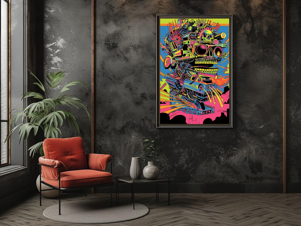 Edgy 80s Punk Hype Poster | Retro Art Print | Unique Wall Decor | Neon ...