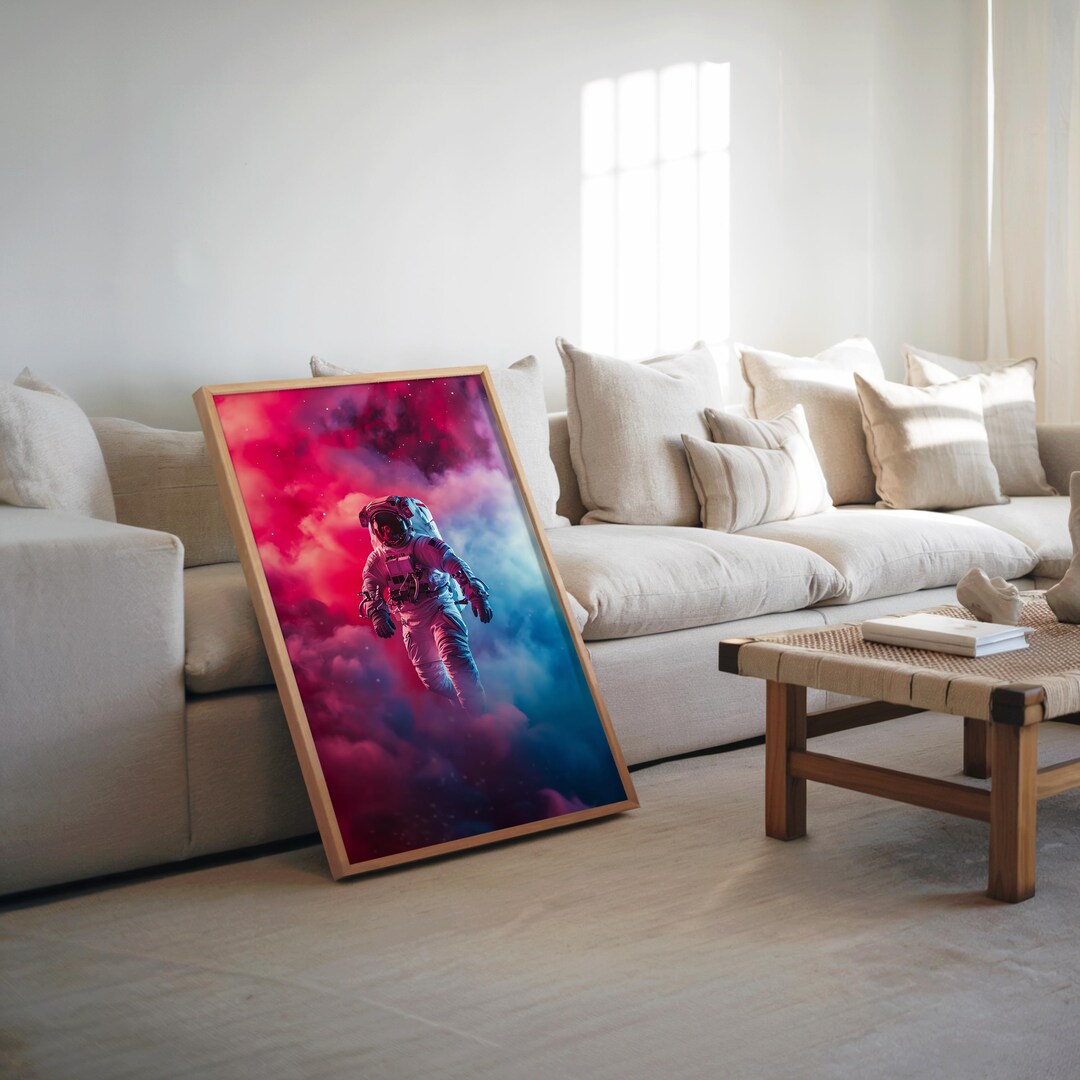 Retro-futurism Spaceman Poster | Synthwave Style | Vibrant Neon Colors ...