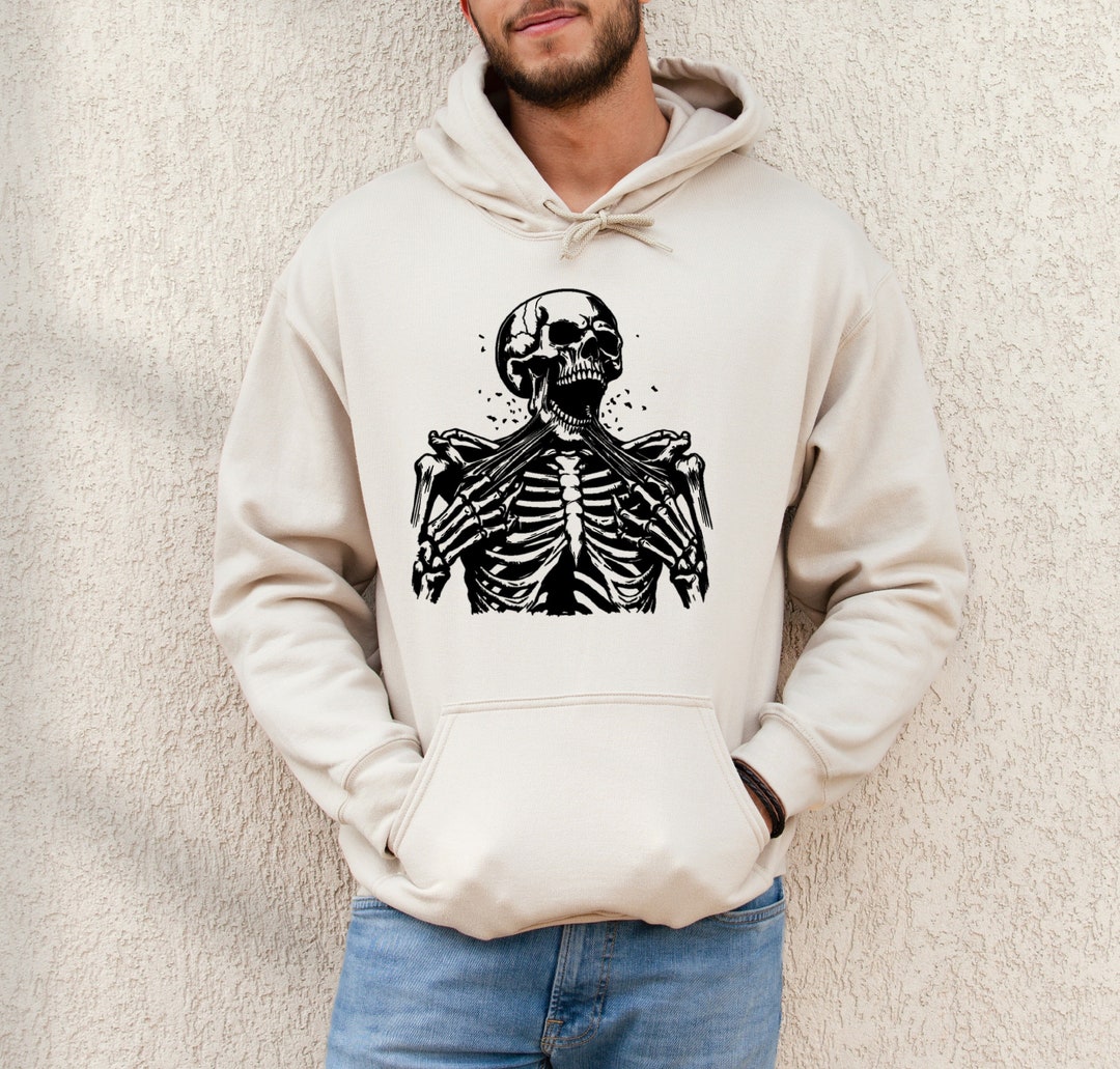 Skeleton Ripping Sweatshirt, Horror Rib Cage Shirt, Retro Skeleton ...