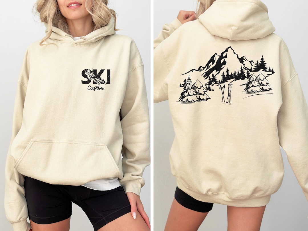Custom Ski Hoodie, Personalized Winter Sports Sweatshirt, Skiing Shirt ...