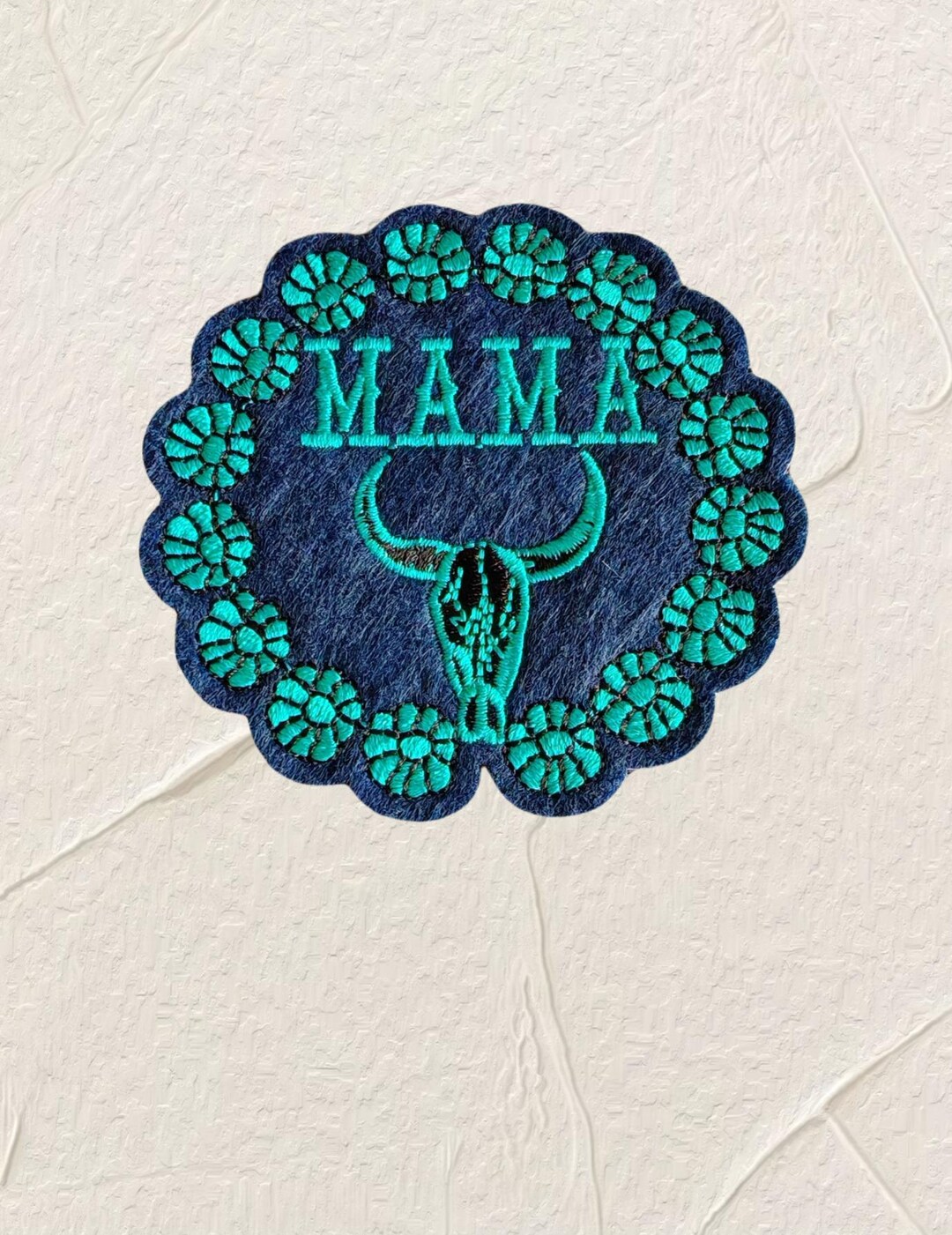 MAMA Bull Skull Embroidery Patch: Iron on Western Applique - Etsy