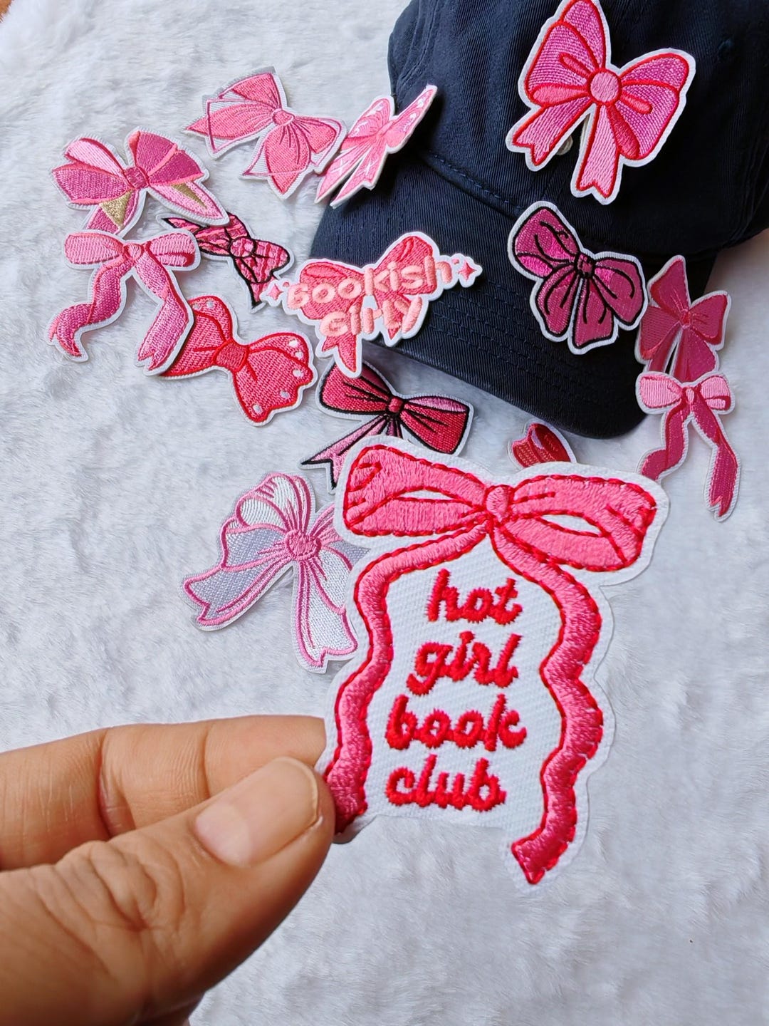 Pink Bow Embroidered Iron on Patch: Coquette Preppy Applique - Etsy