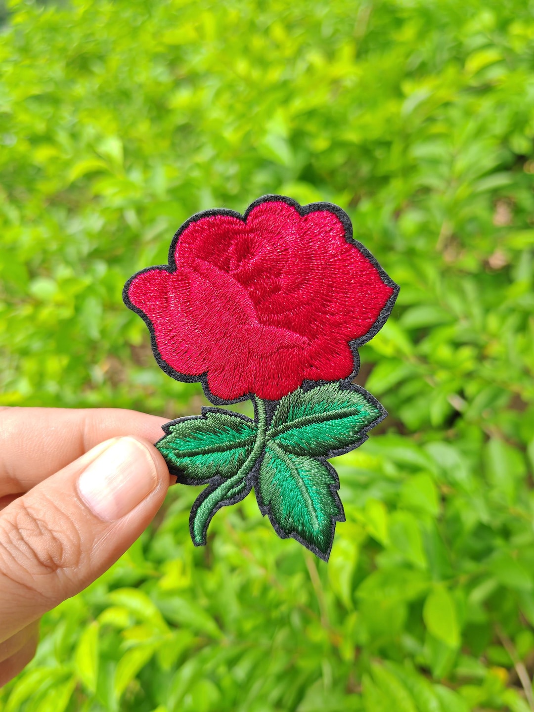 Red Rose Embroidery Patch: Iron-on Applique (70mm X 51mm) - Etsy