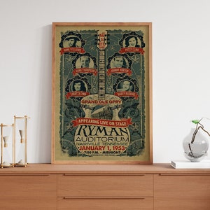 Vintage Ryman Auditorium Poster: Grand Ole Opry, 1953 Framed Gallery ...
