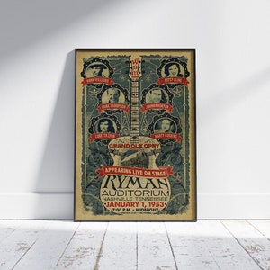 Vintage Ryman Auditorium Poster: Grand Ole Opry, 1953 Framed Gallery ...